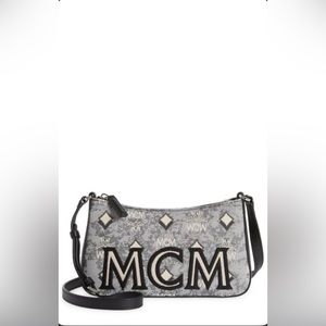 MCM | Bags | Mcm Vintage Jacquard Monogram Canvas Leather Shoulder ...